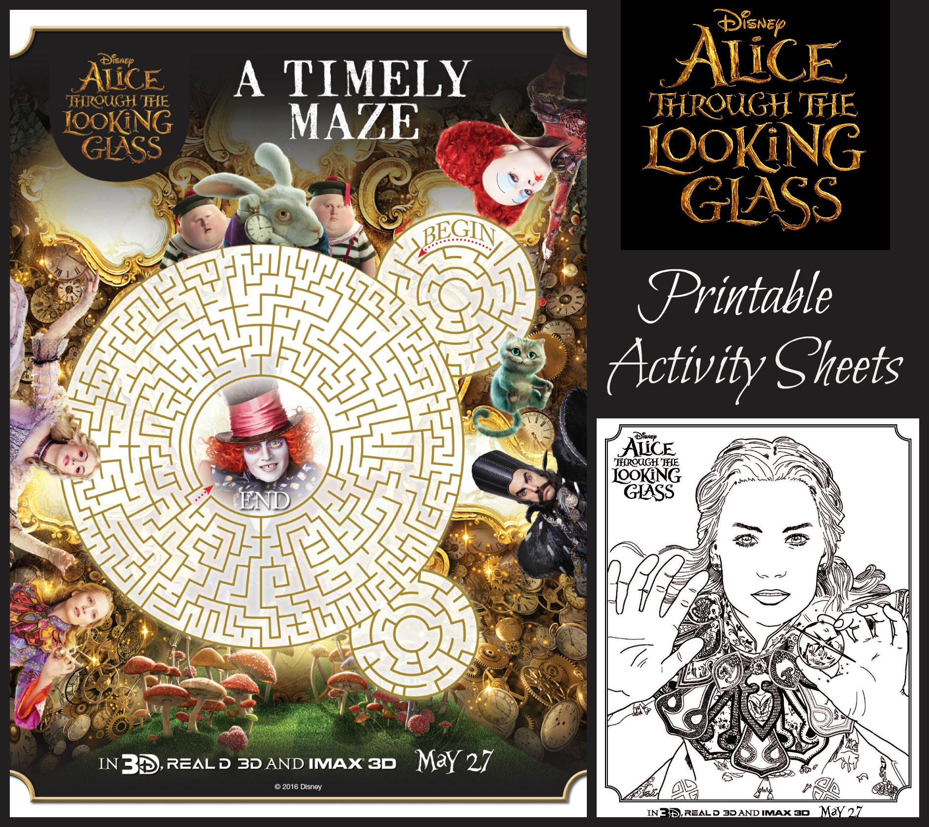 Disney Alice Through the Looking Glass Activity Sheets! # ...